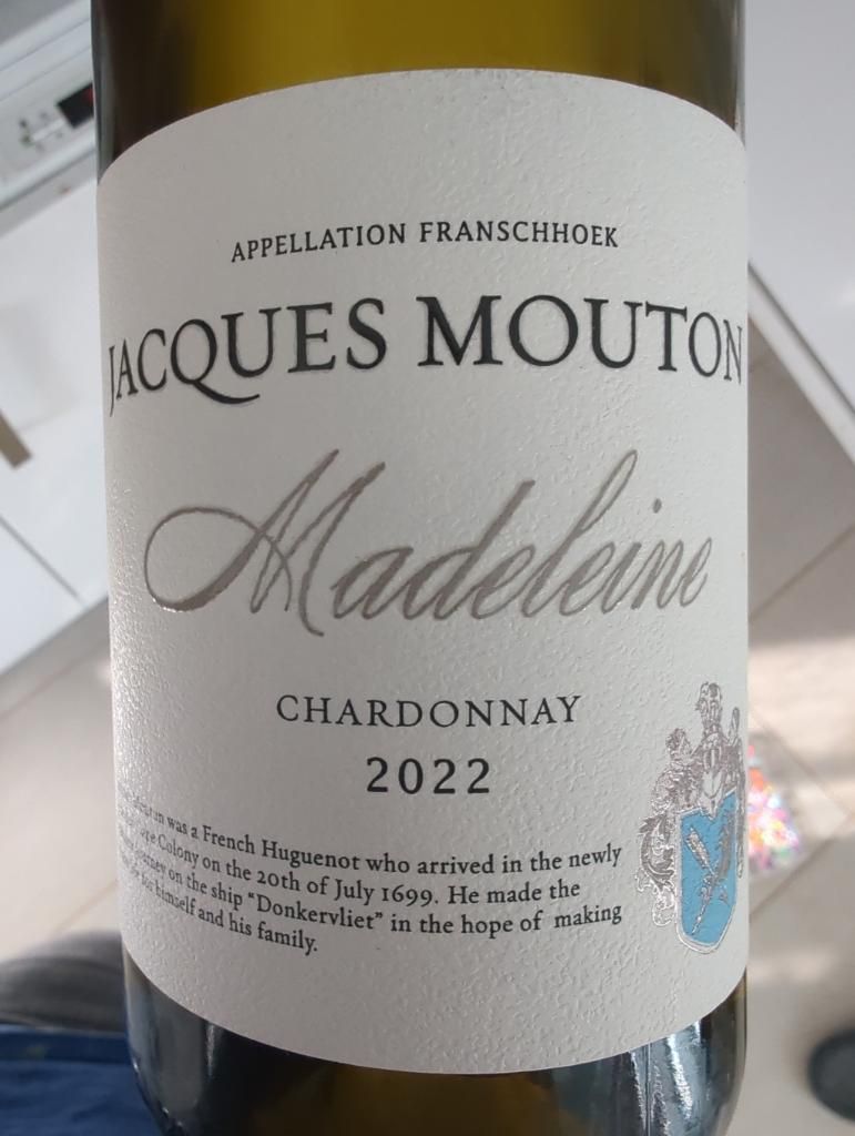 2022 Jacques Mouton Chardonnay Madeleine, South Africa, Coastal Region ...