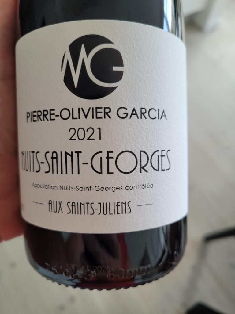 2023 Pierre-Olivier Garcia Nuits St. Georges Aux St. Julien, France ...