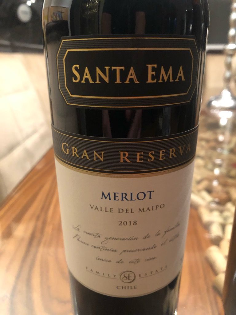 2018 Santa Ema Merlot Gran Reserva, Chile, Maipo Valley, Isla de Maipo ...