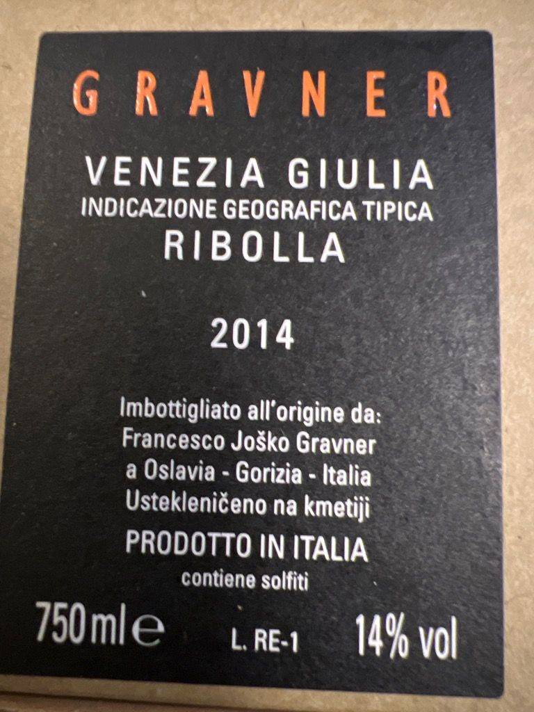 2014 Gravner Ribolla, Italy, Friuli-Venezia Giulia, Venezia Giulia IGT ...