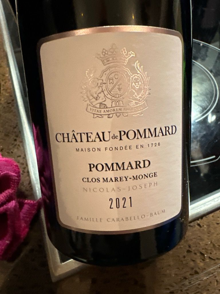 2021 Château de Pommard Pommard Clos Marey Monge Nicolas Joseph, France ...
