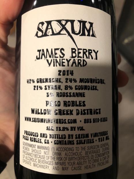 2014 Saxum Bone Rock James Berry Vineyard, USA, California, Central ...