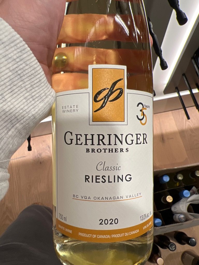2022 Gehringer Brothers Estate Winery Riesling Classic, Canada, British ...