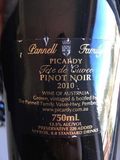 2010 Picardy Pinot Noir Tête de Cuvée, Australia, Western Australia ...