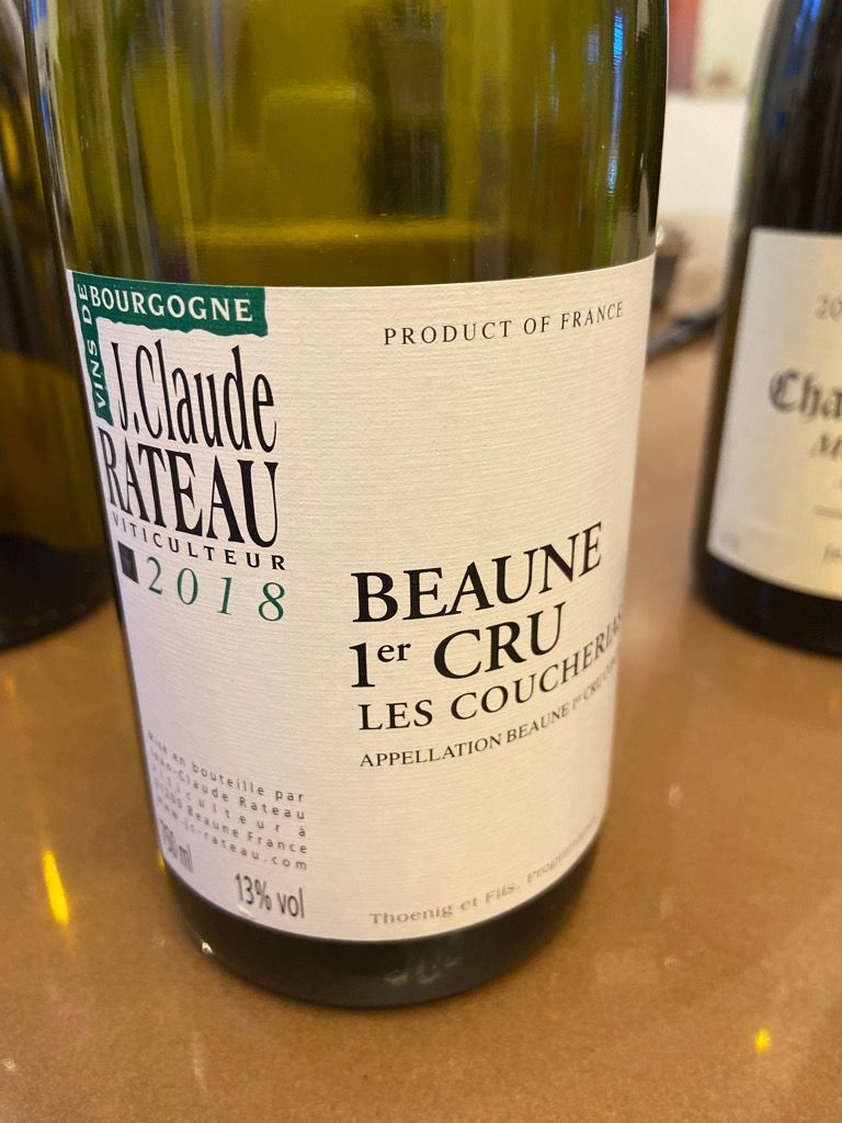 2018 Jean-Claude Rateau Beaune 1er Cru Coucherias Blanc, France ...