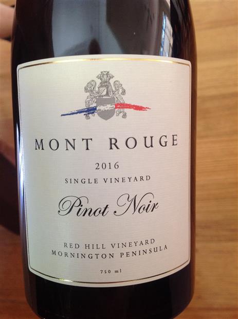 2016 Mont Rouge Pinot Noir Single Vineyard Red Hill, Australia ...