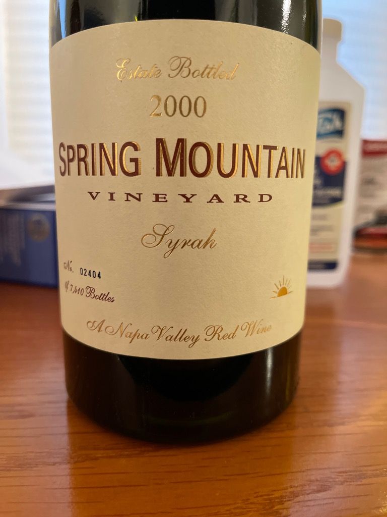 2000 Spring Mountain Vineyard Syrah Co-Ferment, USA, California, Napa ...