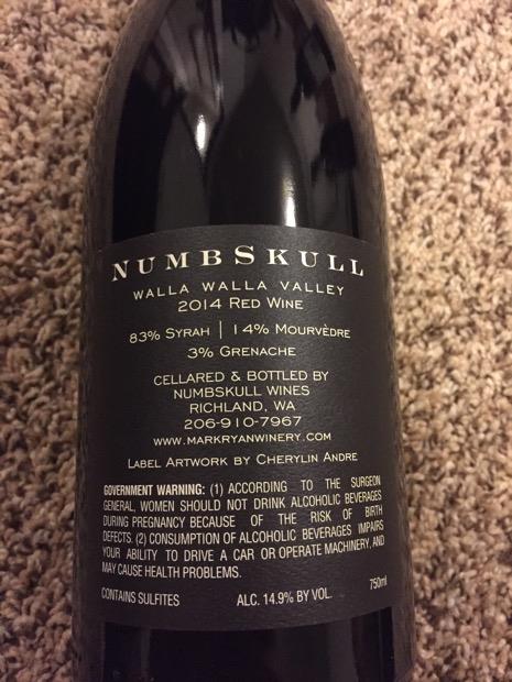 2014 Mark Ryan Numbskull GSM Rhône Style Red, USA, Washington, Columbia Valley, Walla Walla ...
