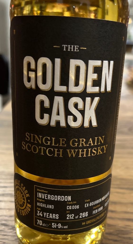 NV Invergordon 34 Year Old The Golden Cask #CG006 Single Grain Scotch ...