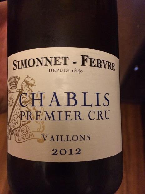 2012 Simonnet-Febvre Chablis 1er Cru Vaillons, France, Burgundy ...