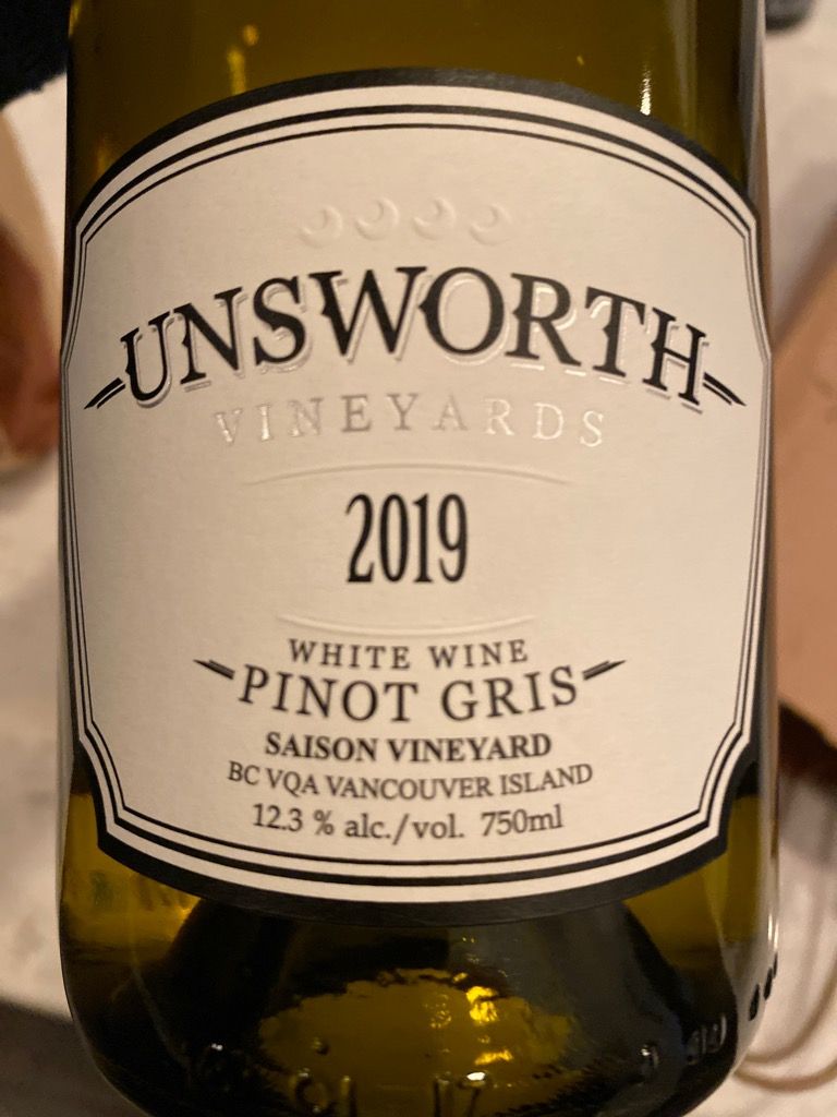 2021 Unsworth Vineyards Pinot Gris, Canada, British Columbia, Vancouver ...