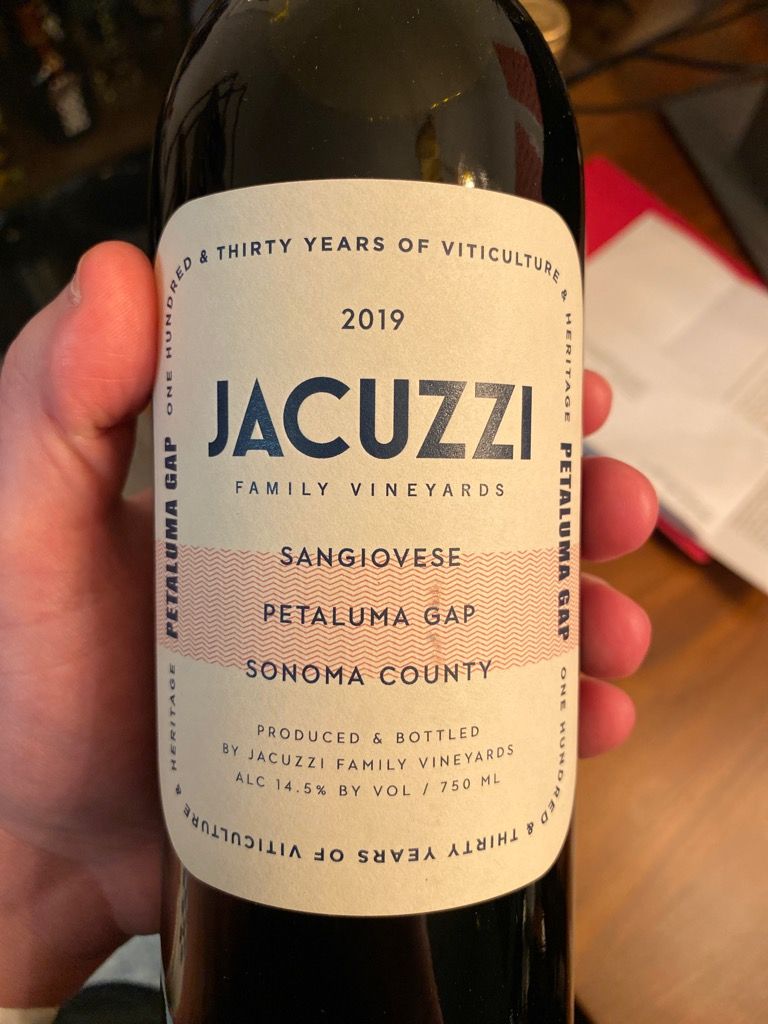 2020 Jacuzzi Family Vineyards Sangiovese, USA, California, Sonoma ...