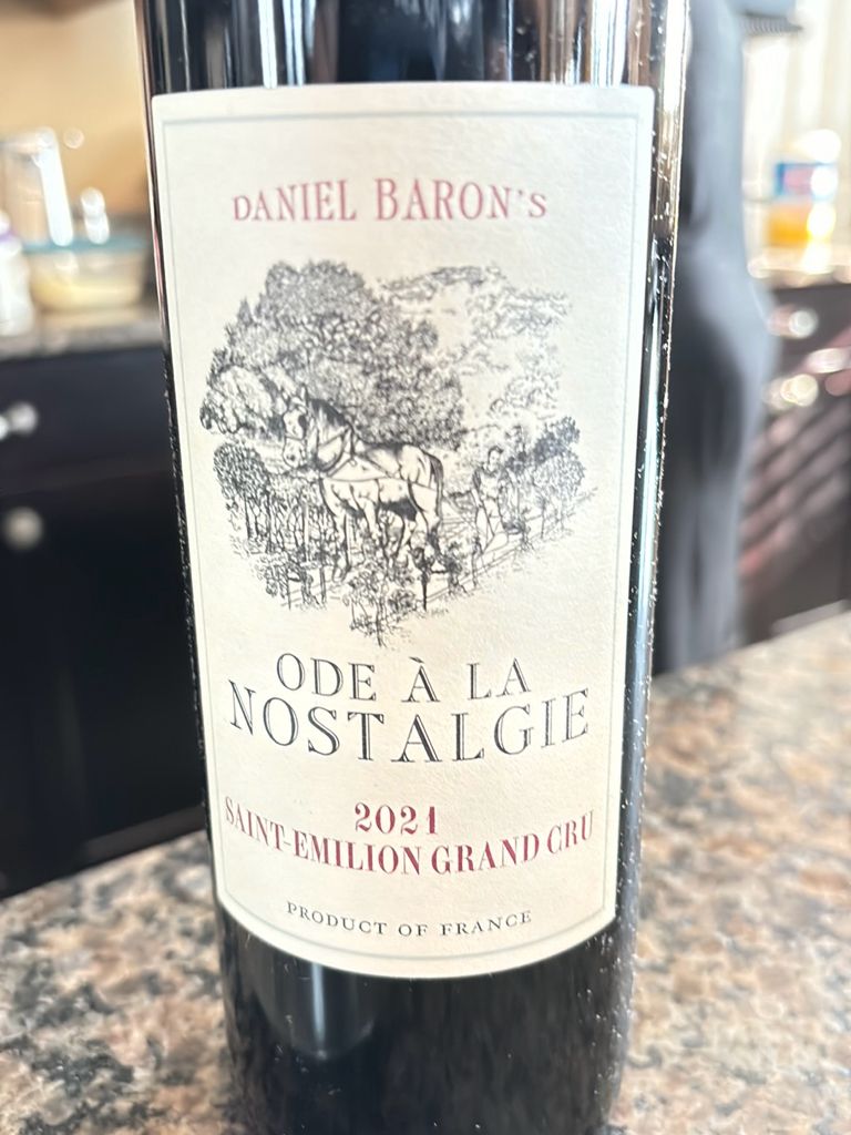 2021 Daniel Baron Saint-Émilion Grand Cru Ode à la Nostalgie, France ...