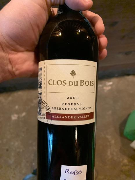 2001 Clos du Bois Cabernet Sauvignon Reserve, USA, California, Sonoma ...