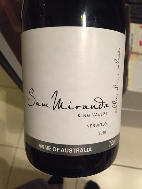 2010 Sam Miranda Nebbiolo, Australia, Victoria, North East, King Valley ...