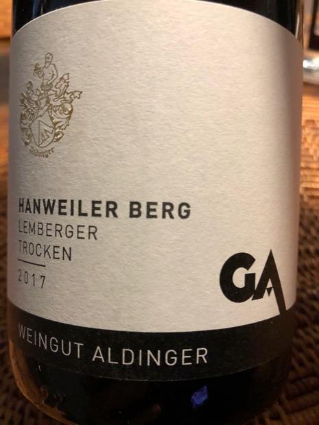 2017 Weingut Aldinger Hanweiler Berg Lemberger trocken, Germany ...