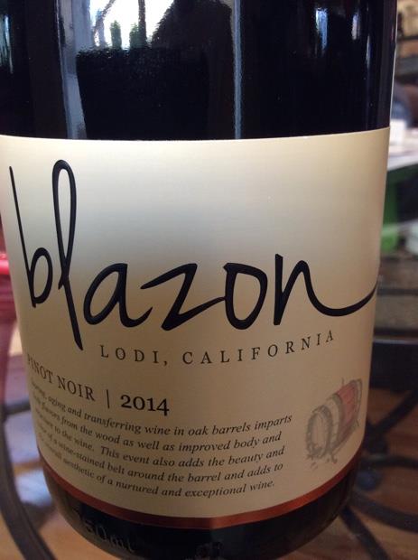 2015 Blazon Pinot Noir, USA, California, Central Valley, Lodi ...