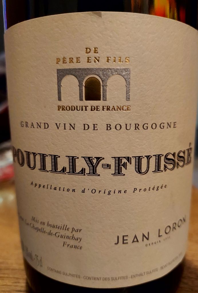 2020 Jean Loron Pouilly-Fuissé, France, Burgundy, Mâconnais, Pouilly ...