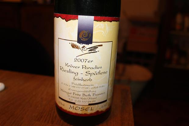 2007 Weingut Fritz Beth Franzen Kröver Paradies Riesling Spätlese ...
