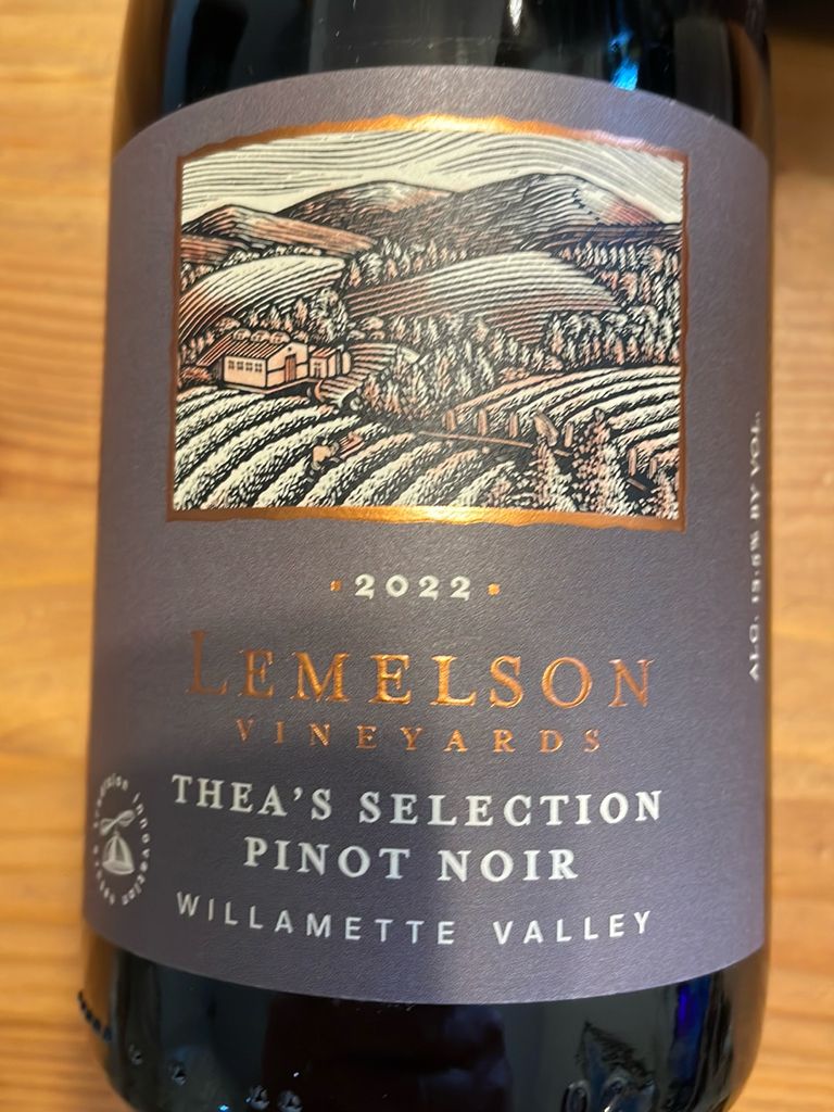 2022 Lemelson Vineyards Pinot Noir Thea's Selection, USA, Oregon ...