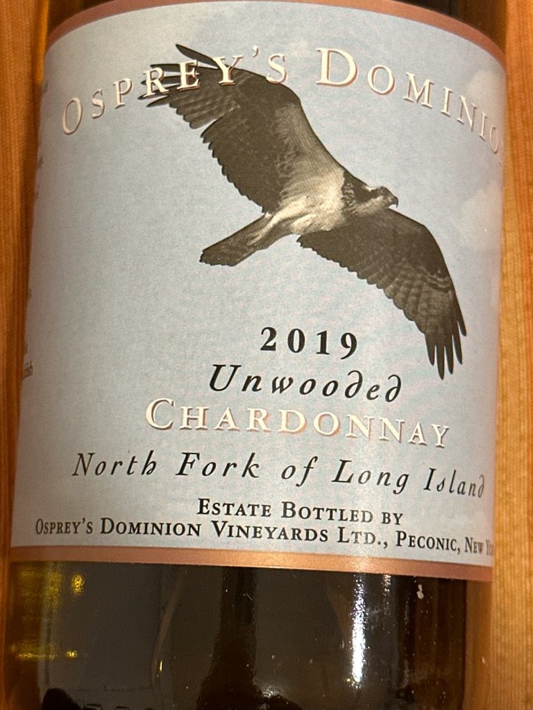 2019 Osprey's Dominion Vineyards Chardonnay Unwooded, USA, New York ...