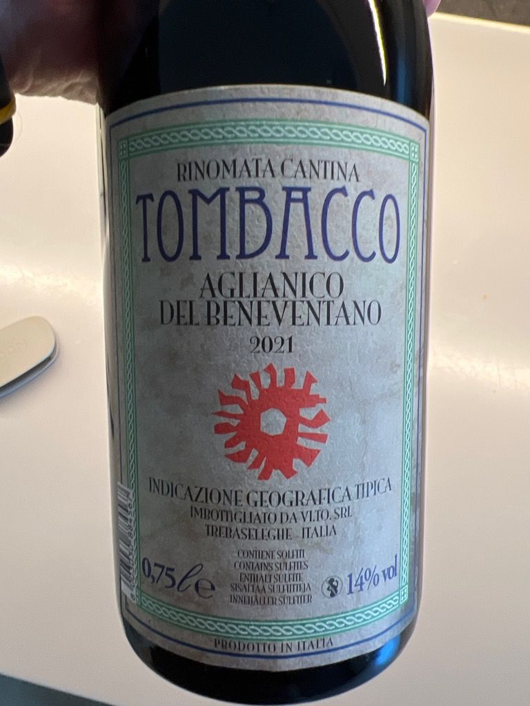 2021 Vinicola Tombacco Aglianico Beneventano, Italy, Campania ...