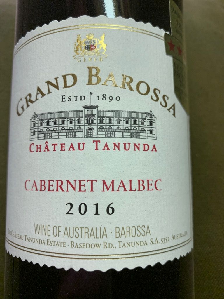 2018 Chateau Tanunda Grand Barossa Cabernet Malbec, Australia, South ...