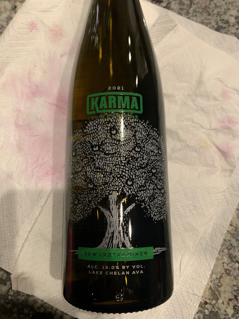2020 Karma Vineyards Gewürztraminer, USA, Washington, Columbia Valley, Lake Chelan - CellarTracker
