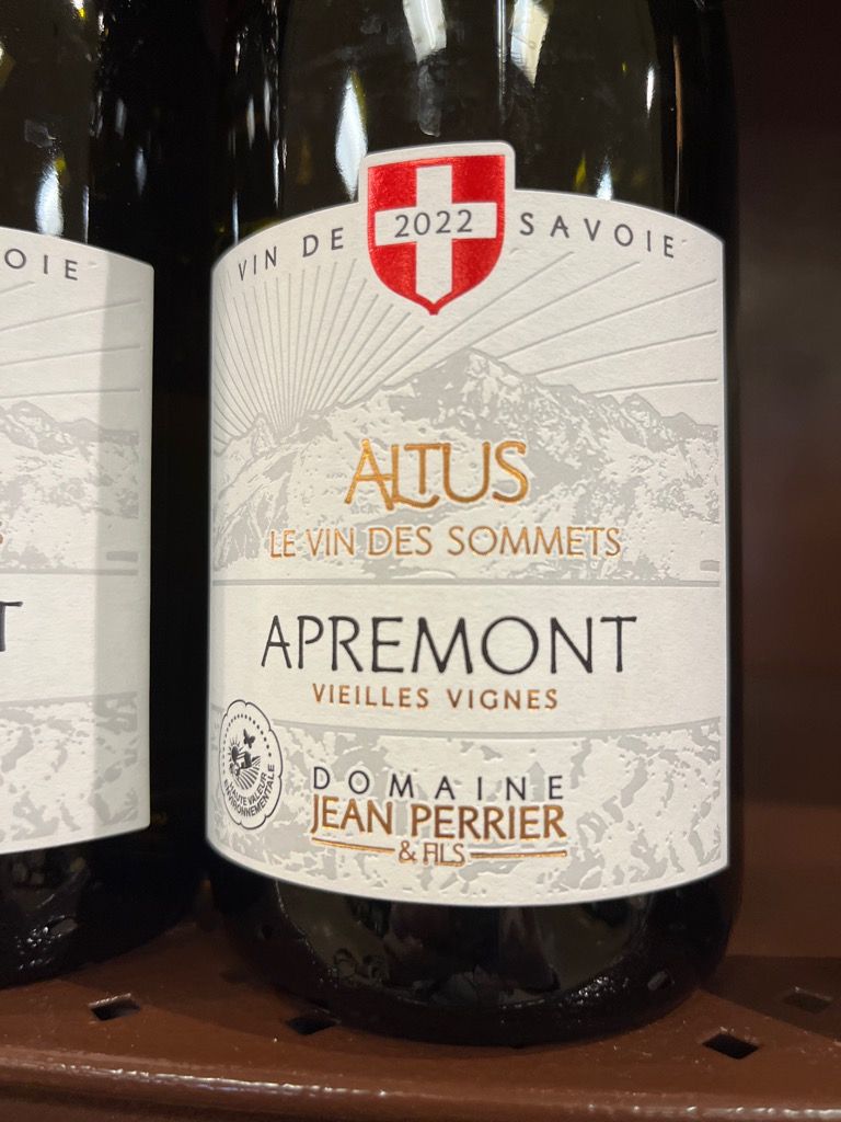 2023 Jean Perrier et Fils Vin de Savoie Apremont Altus Vieilles Vignes ...