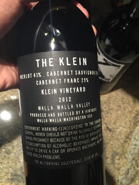 2012 K Vintners The Klein, USA, Washington, Columbia Valley, Walla ...