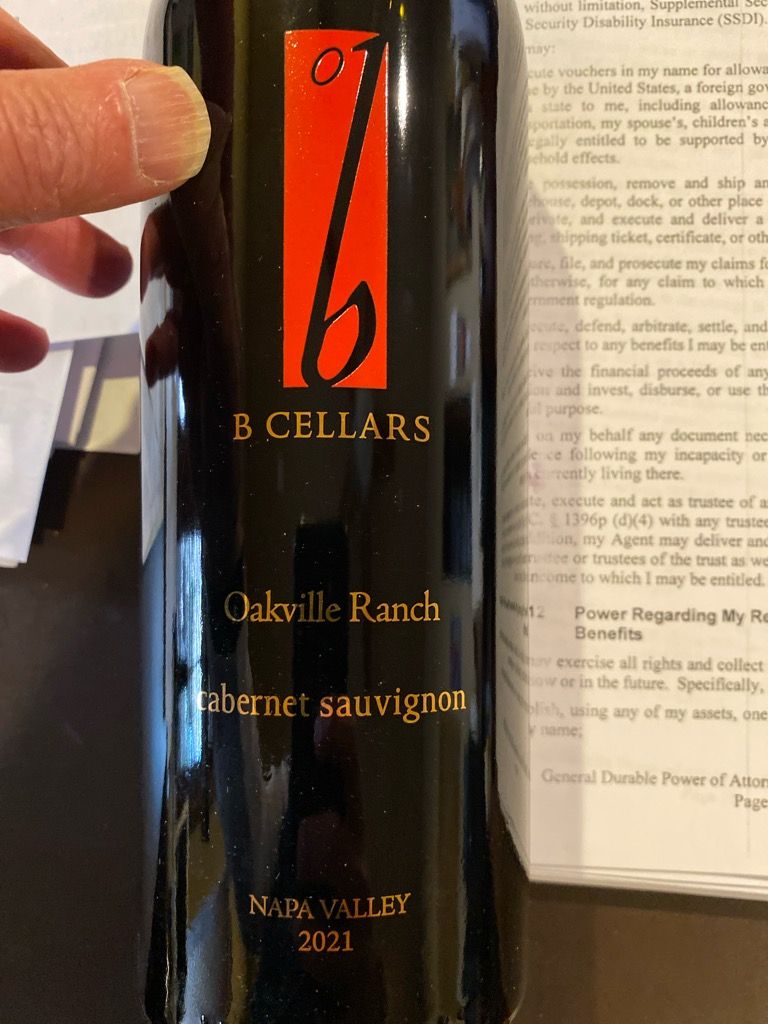 2021 B Cellars Cabernet Sauvignon Oakville Ranch Vineyards, USA ...