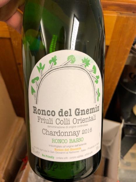 2015 Ronco del Gnemiz Chardonnay Ronco Basso, Italy, Friuli-Venezia ...
