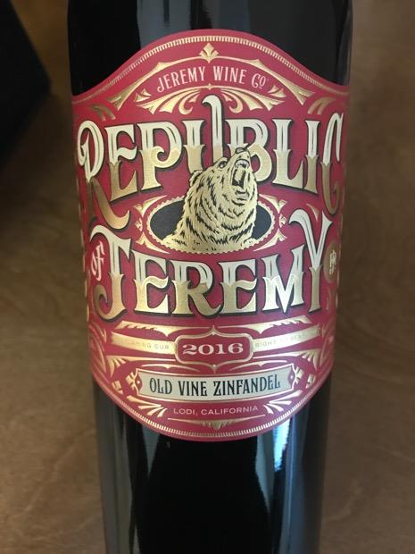 2016 Jeremy Wine Company Zinfandel Republic Of Jeremy Old Vine, USA ...