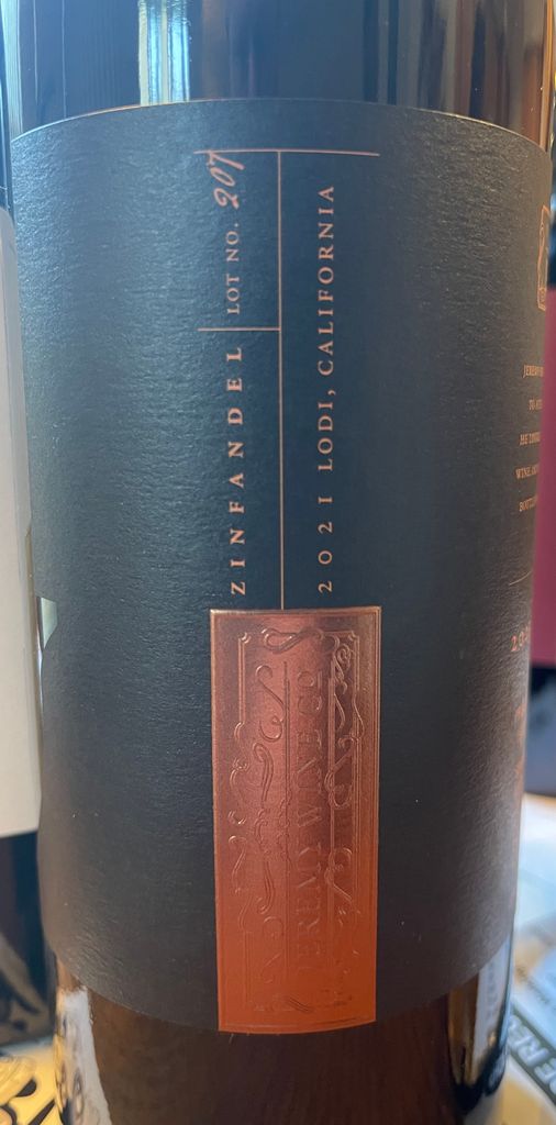 2021 Jeremy Wine Company Old Vine Zinfandel Noma, USA, California ...