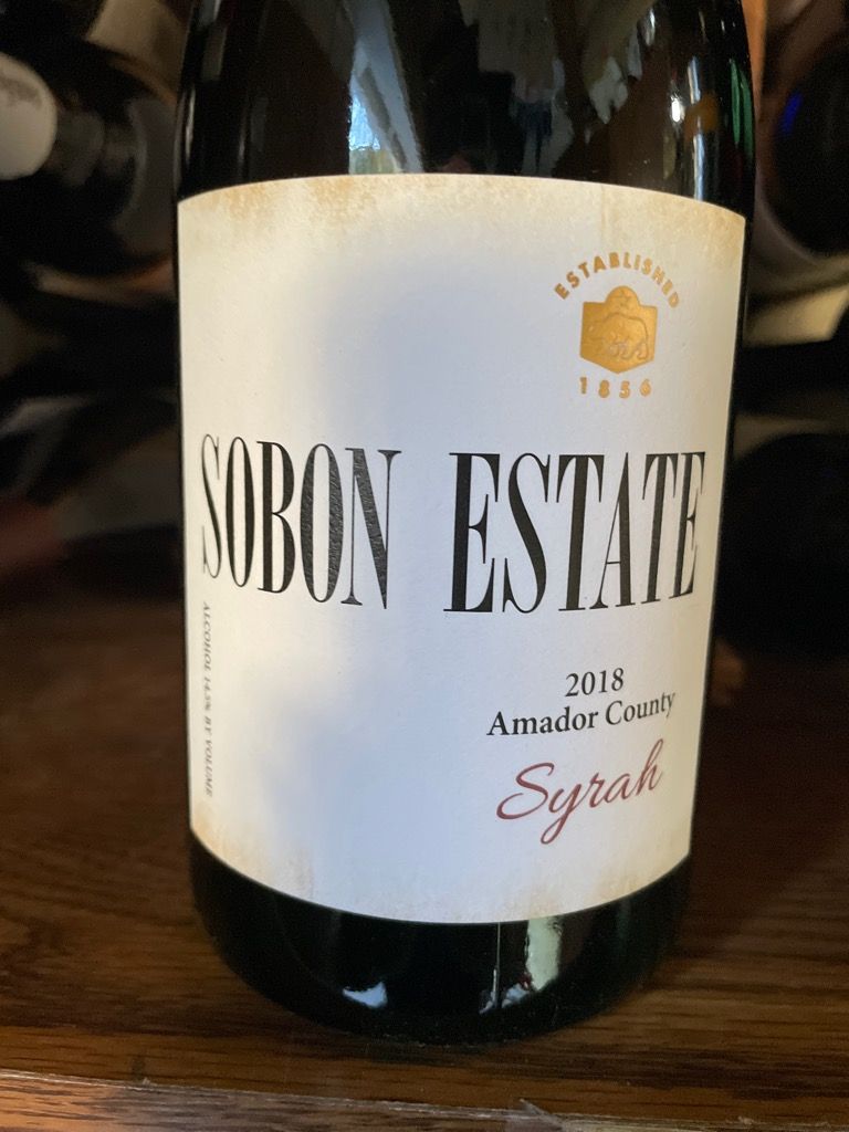 2020 Sobon Estate Syrah, USA, California, Sierra Foothills, Amador ...