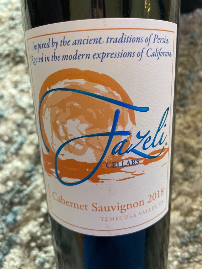 2018 Fazeli Cellars Cabernet Sauvignon, USA, California, South Coast ...