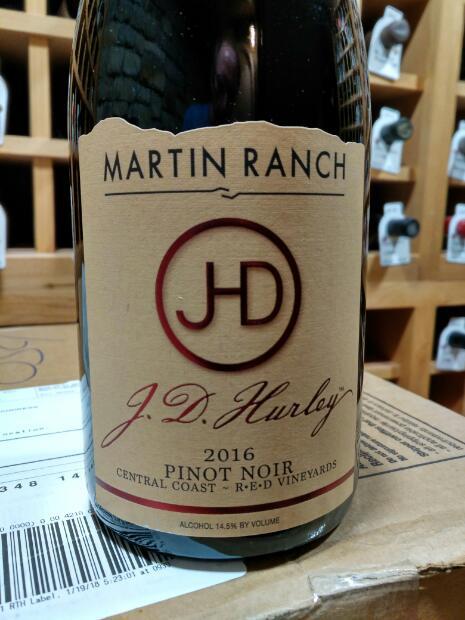 2019 Martin Ranch Winery Pinot Noir J.D. Hurley R-E-D Vineyard, USA ...