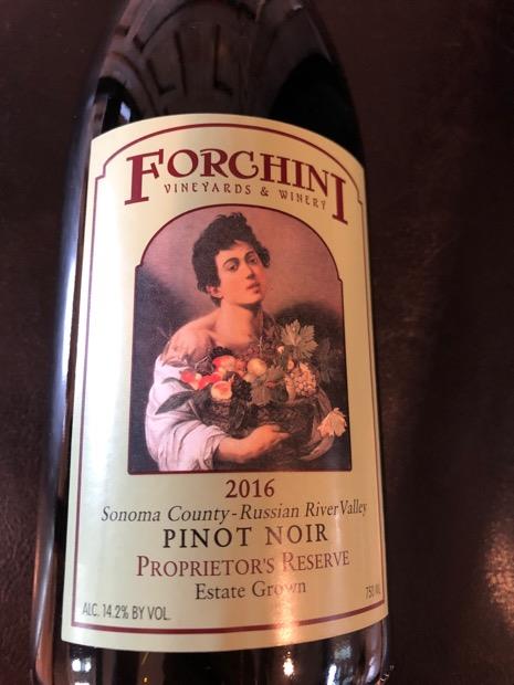 2016 Forchini Pinot Noir Proprietor's Reserve Forchini Vineyard, USA ...
