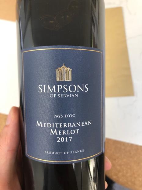 2017 Simpsons of Servian Merlot Vin de Pays d'Oc Mediterranean, France ...