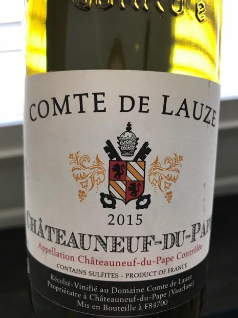 2015 Domaine Comte de Lauze Châteauneuf-du-Pape Blanc, France, Rhône ...