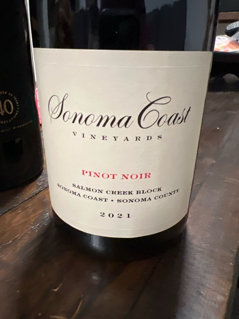 2021 Sonoma Coast Vineyards Pinot Noir salmon creek block, USA ...