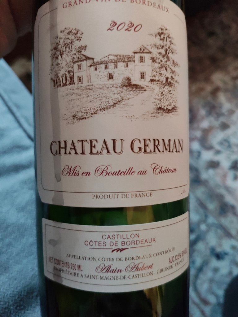 2020 Château German, France, Bordeaux, Libournais, Castillon Côtes de ...
