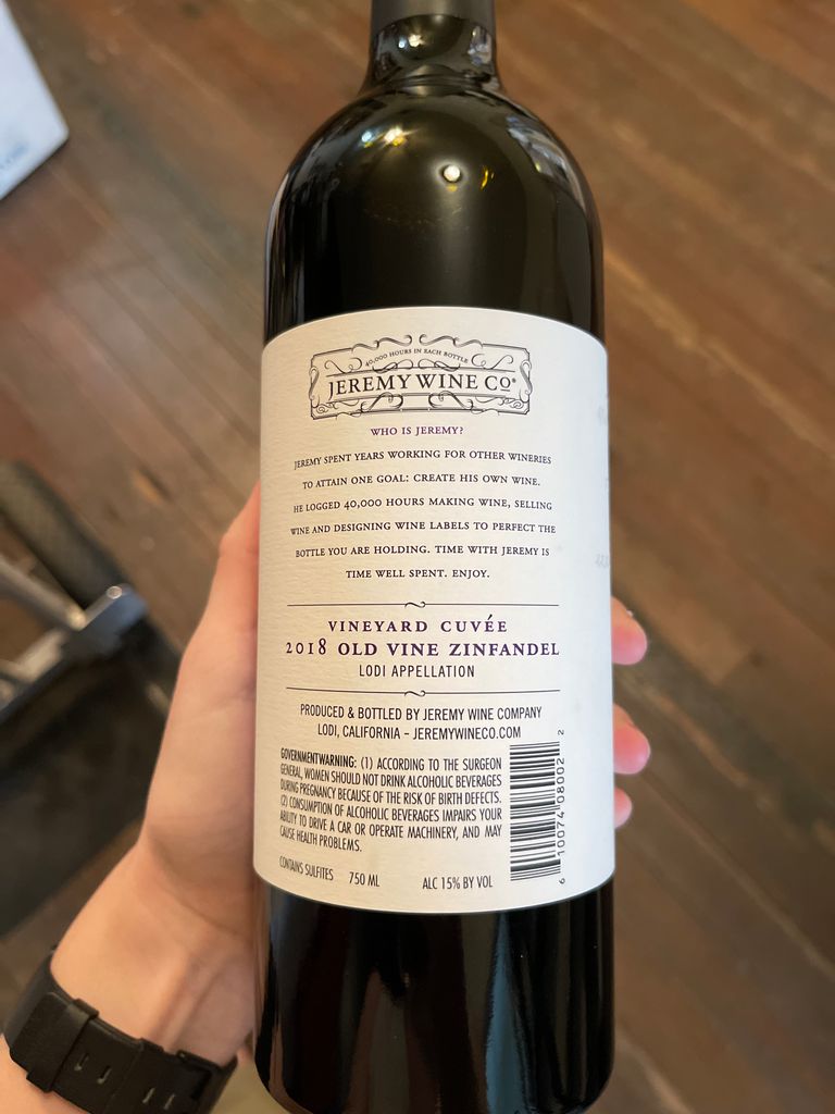 2020 Jeremy Wine Company Old Vine Zinfandel Vineyard Cuvée, USA ...