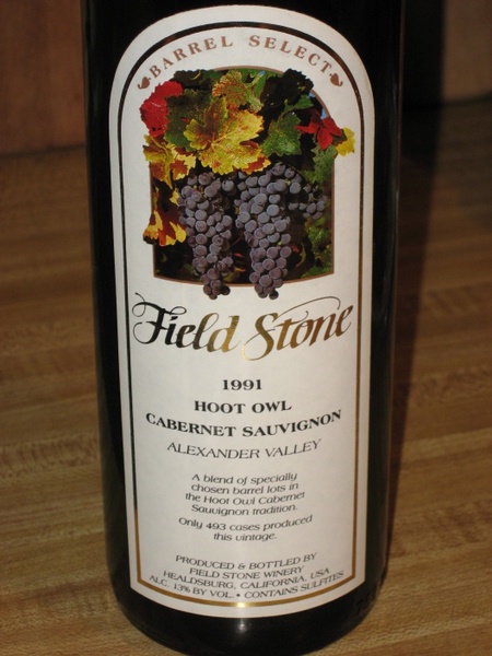 1993 Field Stone Cabernet Sauvignon Hoot Owl Vineyard, USA, California ...
