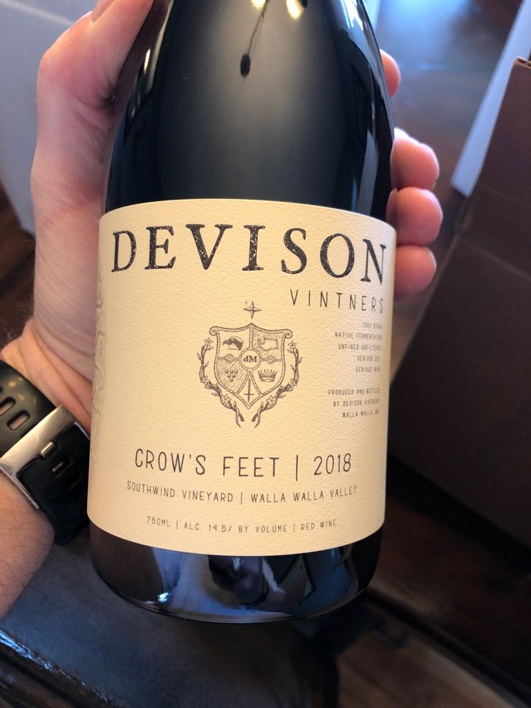 2018 Devison Vintners Syrah Crow's Feet Southwind Vineyard Estate, USA ...