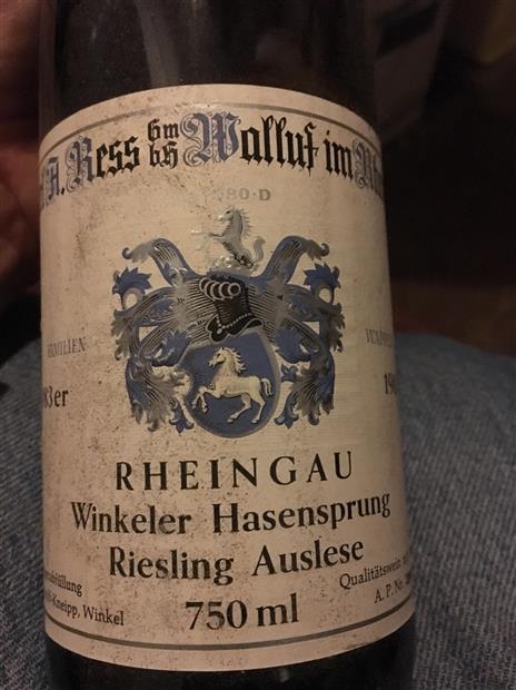 1983 Rheingau Winkeler Hasensprung Riesling Auslese, Germany, Rheingau ...