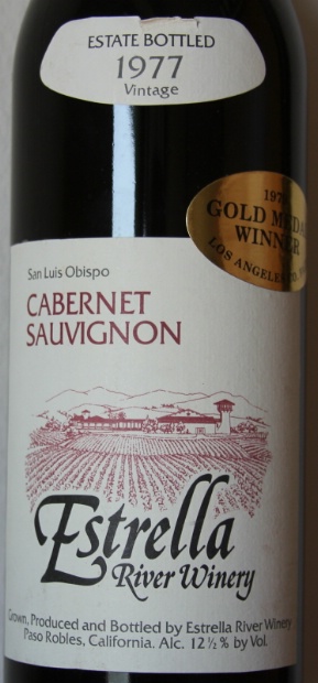 1977 Estrella River Winery Cabernet Sauvignon, USA, California, Central ...