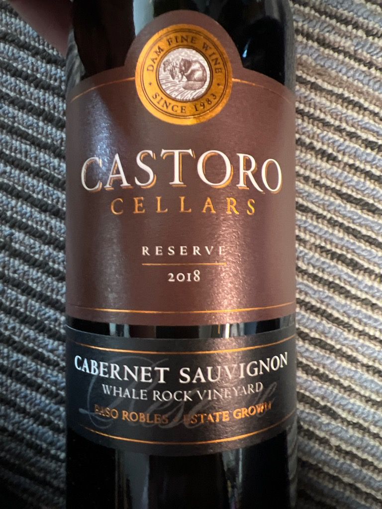 2018 Castoro Cellars Cabernet Sauvignon Reserve Whale Rock Vineyard ...
