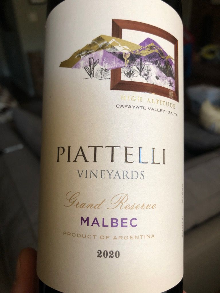 2020 Piattelli Vineyards Malbec High Altitude Reserve, Argentina, Salta ...