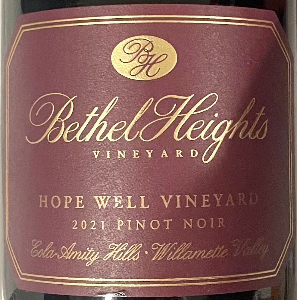 2021 Bethel Heights Pinot Noir Hope Well Vineyard, USA, Oregon ...